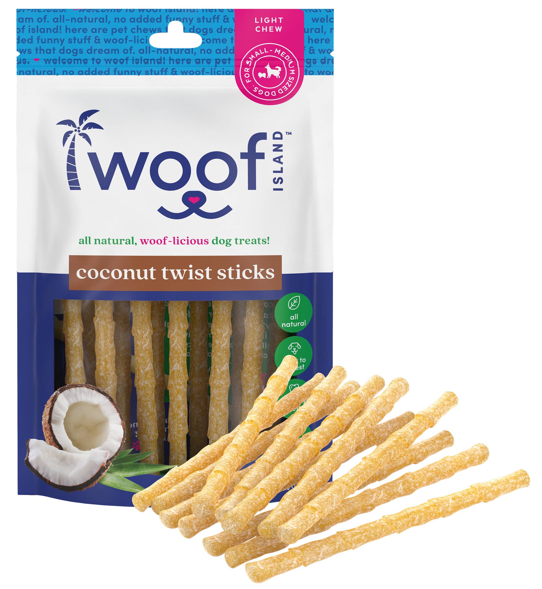 Coconut Dog Twists Premium Treats 12 Count: Single Bag – PupJoy